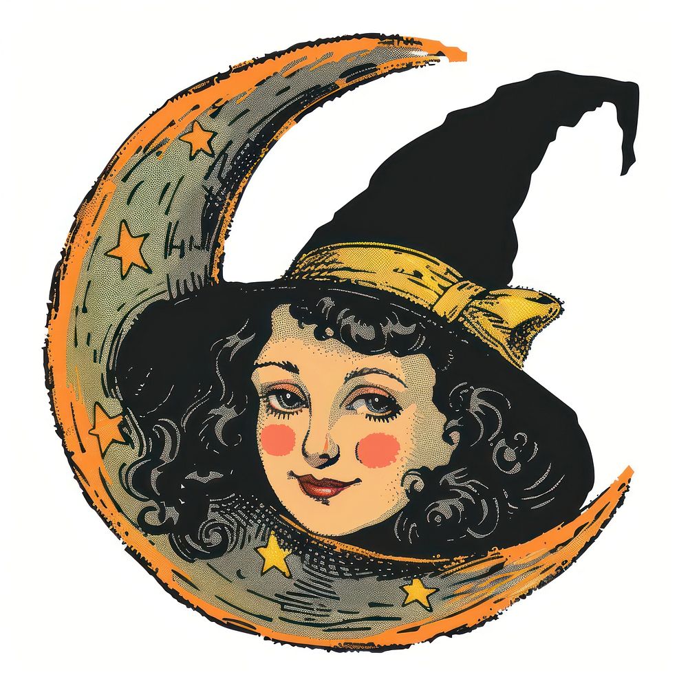 Halloween witch head front moon | Premium Photo Illustration - rawpixel