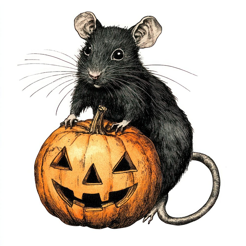 Halloween rat halloween jack-o'-lantern illustration | Free Photo ...