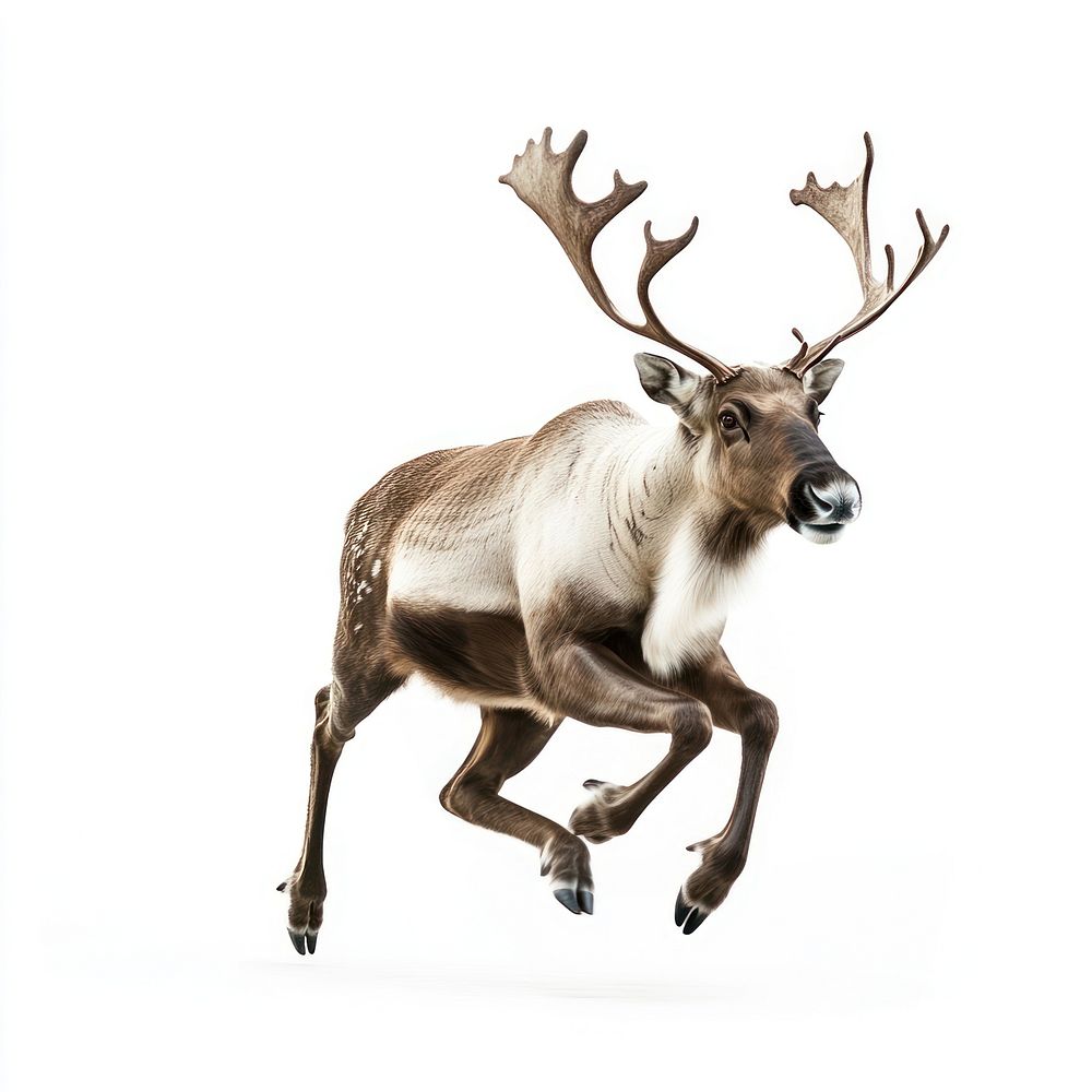 caribou mid-run background wildlife antlers. | Free Photo - rawpixel
