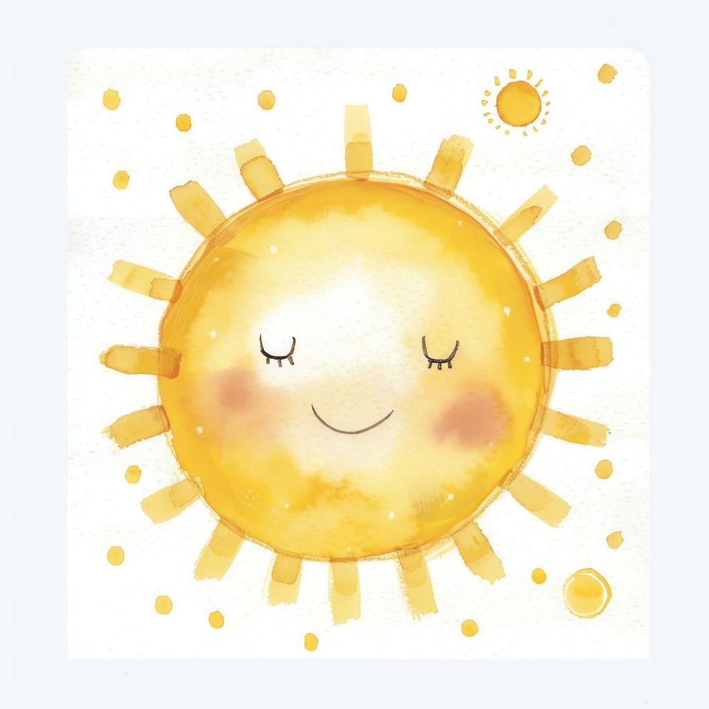 Smiling sun with watercolor rays | Free Photo Illustration - rawpixel