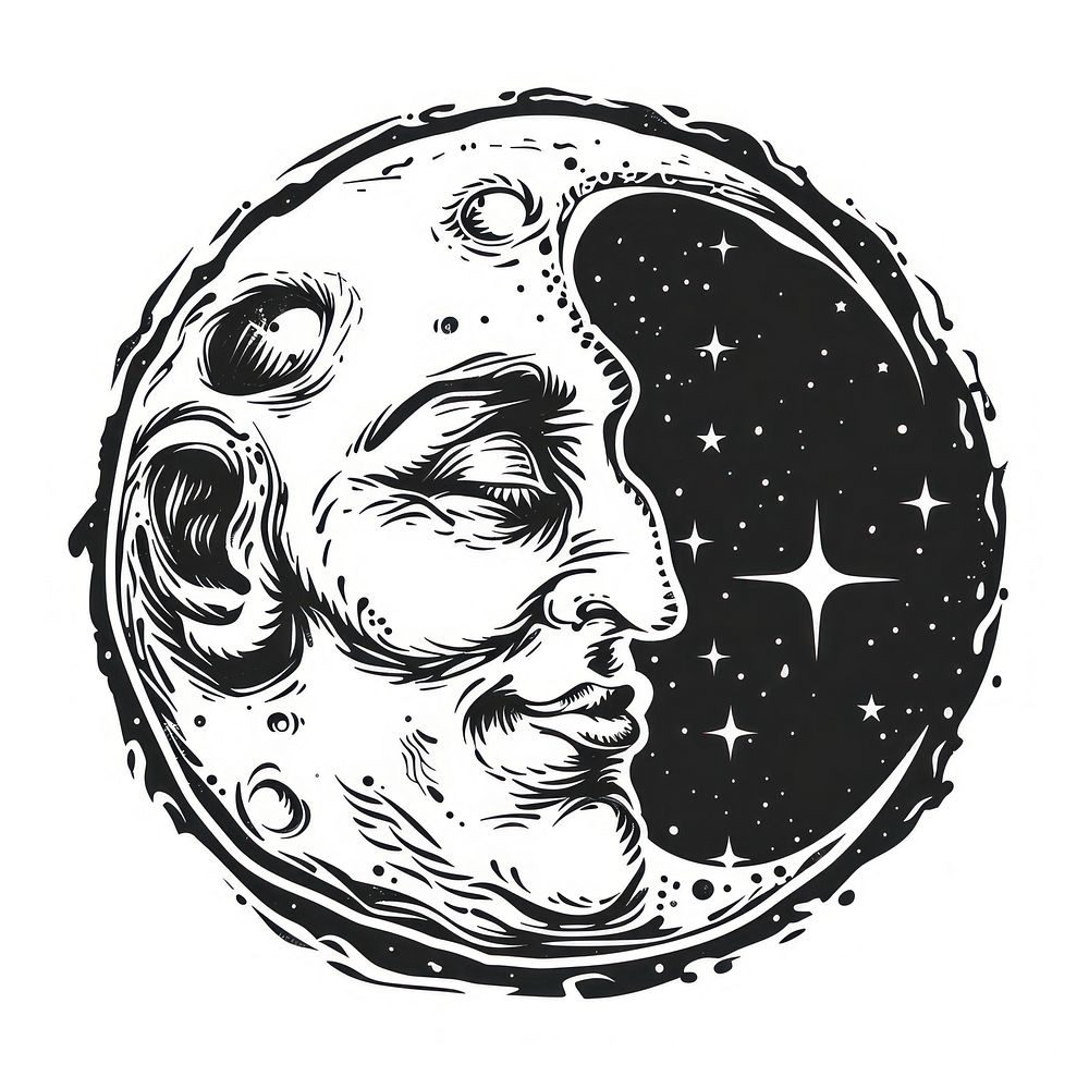 Vintage moon face illustration | Free Photo Illustration - rawpixel
