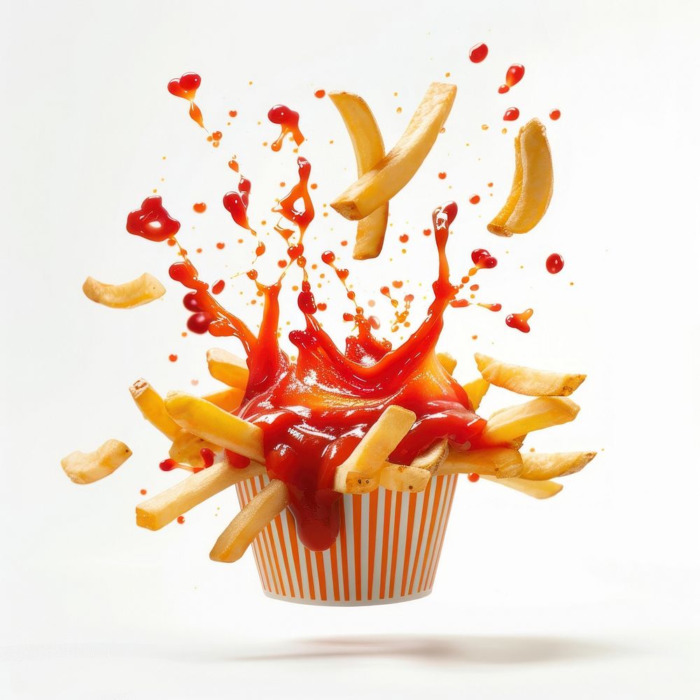 Exploding french fries sauce food | Free Photo - rawpixel Exploding french fries sauce food | Free Photo - rawpixel