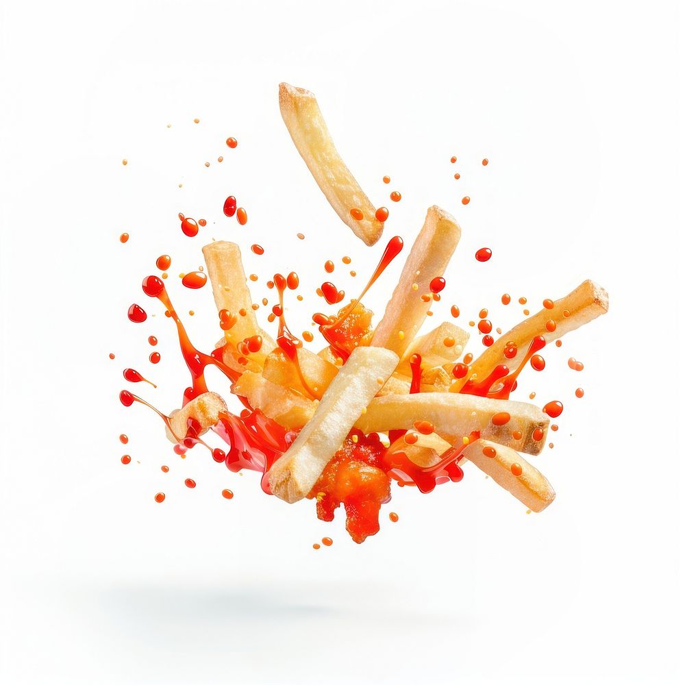 Exploding french fries food ketchup | Free Photo - rawpixel Exploding french fries food ketchup | Free Photo - rawpixel