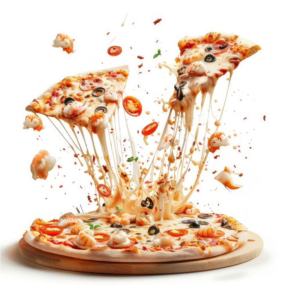 Exploding seafood pizza explosion cheese | Free Photo - rawpixel