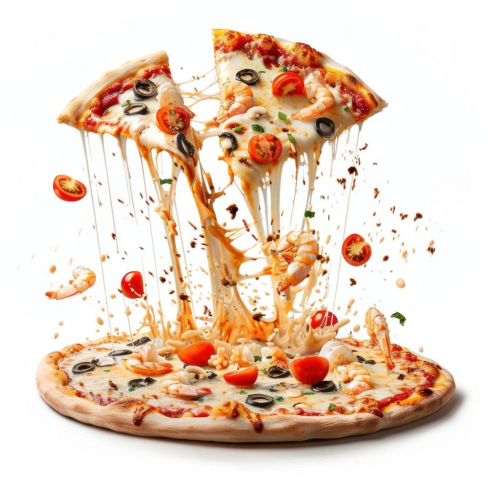 Exploding seafood pizza explosion cheese | Free Photo - rawpixel