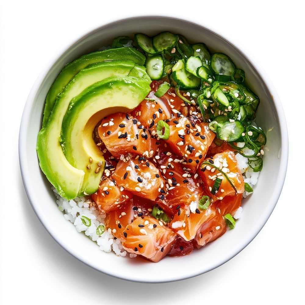 seafood poke bowl slice avocado | Free Photo - rawpixel