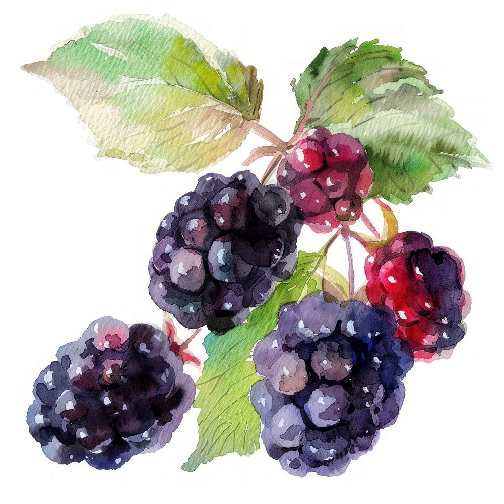 Watercolor illustration black berry blackberries | Free Photo ...