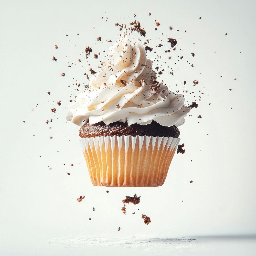 Exploding cupcake floating dessert food. | Free Photo - rawpixel