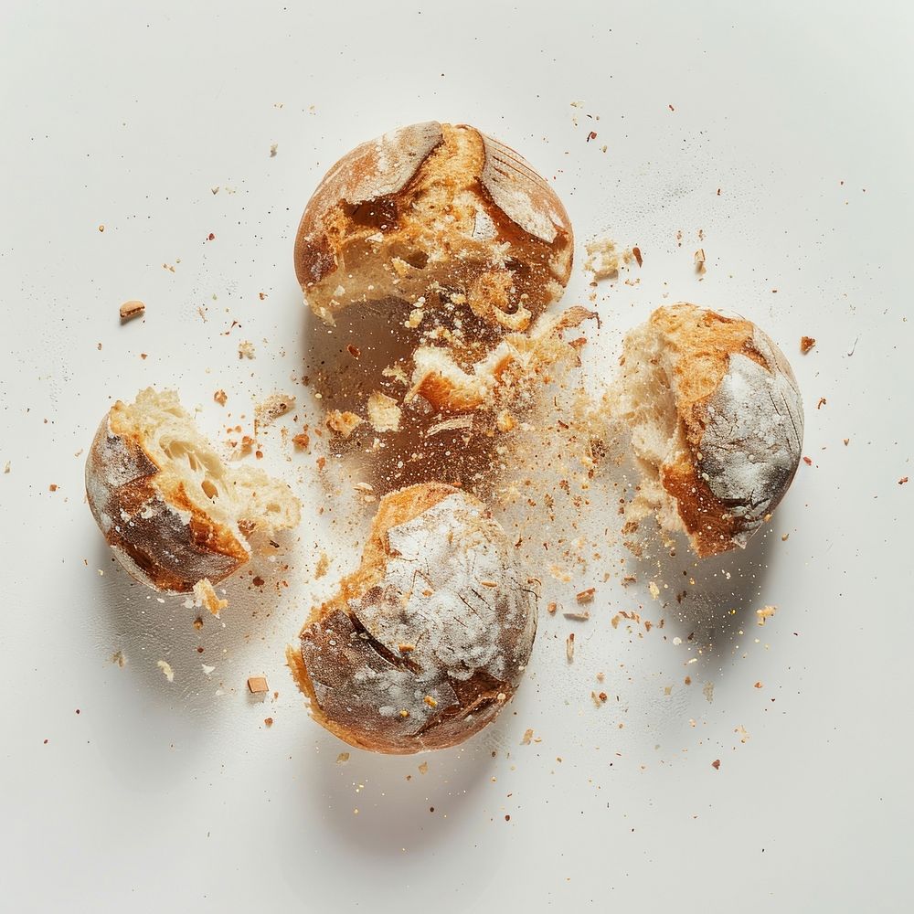 Exploding bread food background white | Free Photo - rawpixel