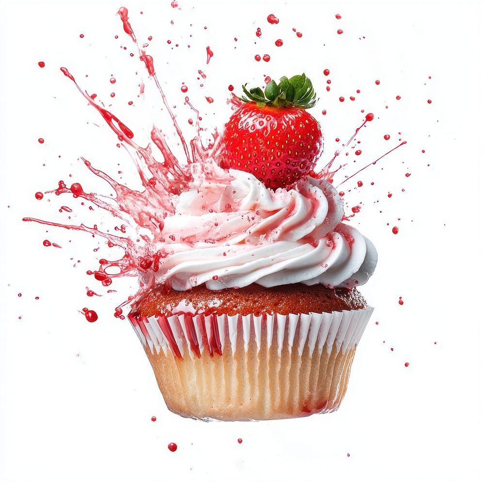 Exploding strawberry cupcake dessert cream | Free Photo - rawpixel