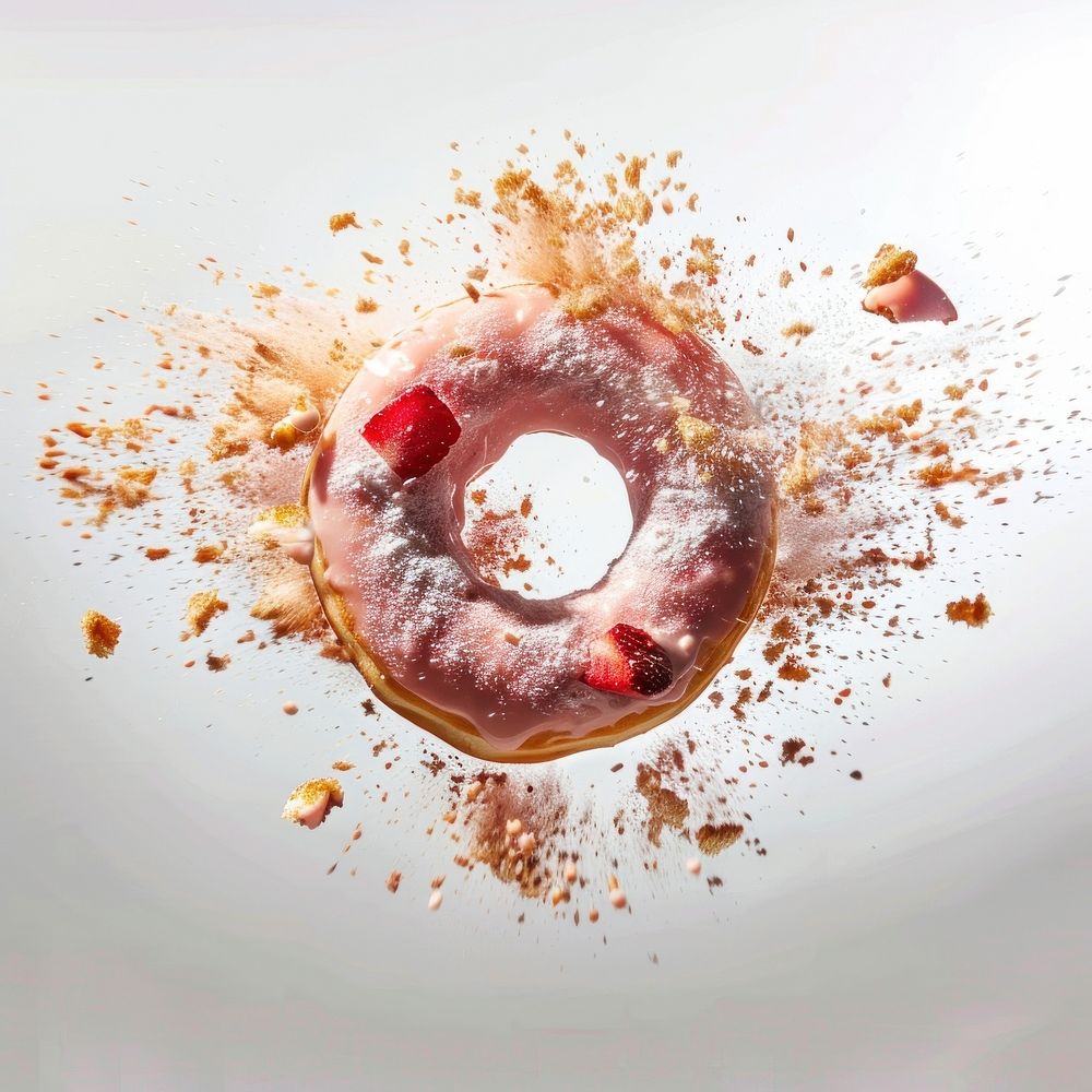 Exploding strawberry donut explosion sweets | Free Photo - rawpixel