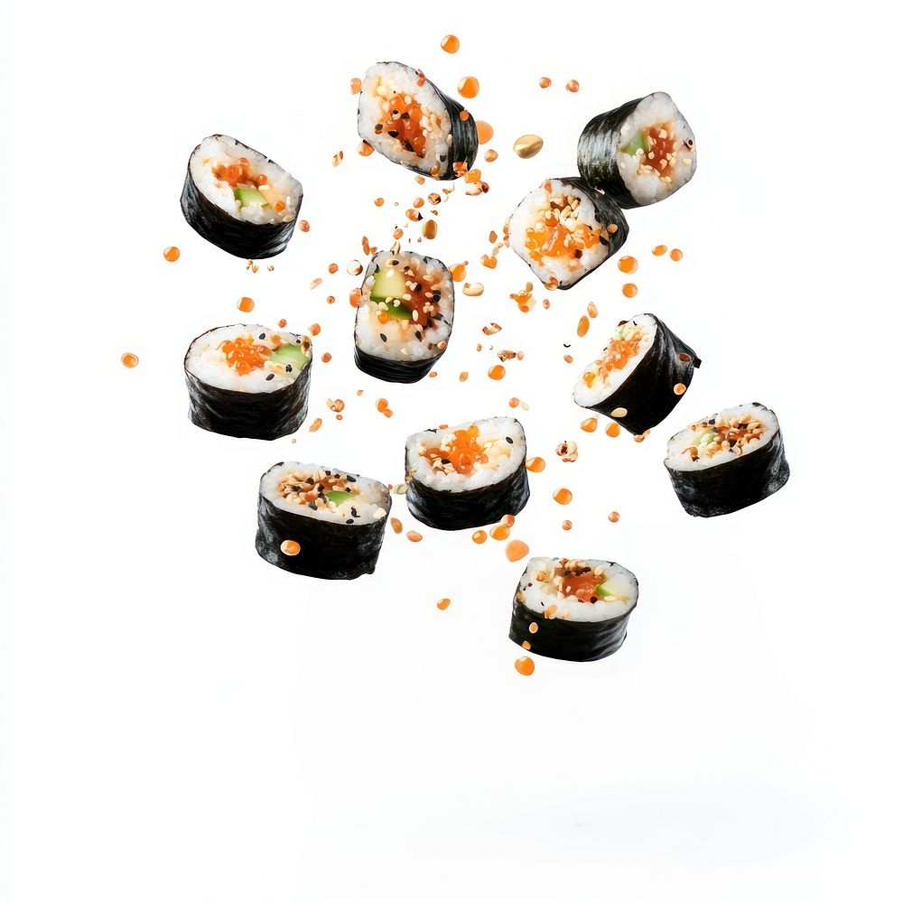 Exploding real sushi background floating | Free Photo - rawpixel
