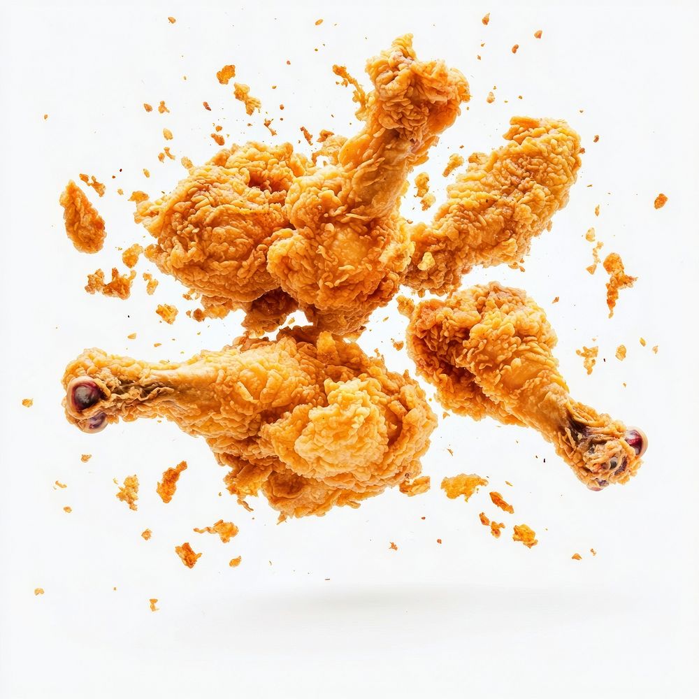 Exploding real fried chicken floating | Free Photo - rawpixel