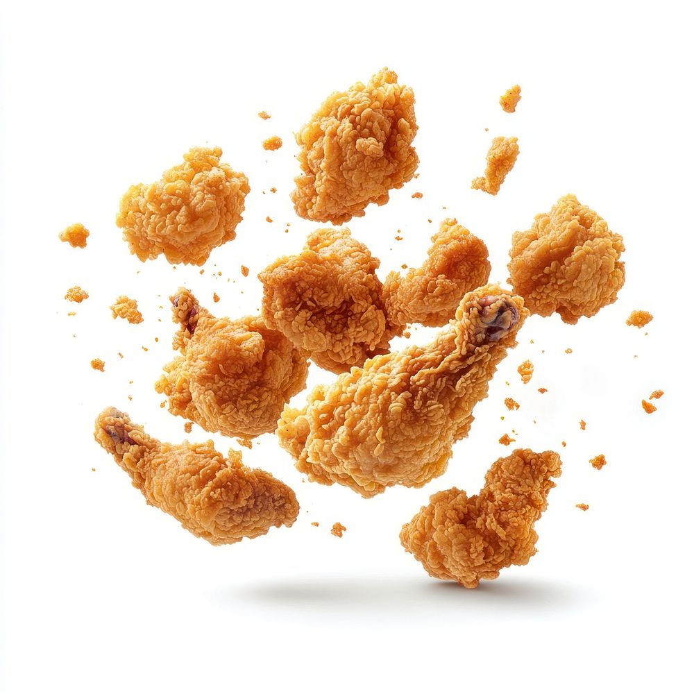 Exploding real fried chicken floating | Free Photo - rawpixel