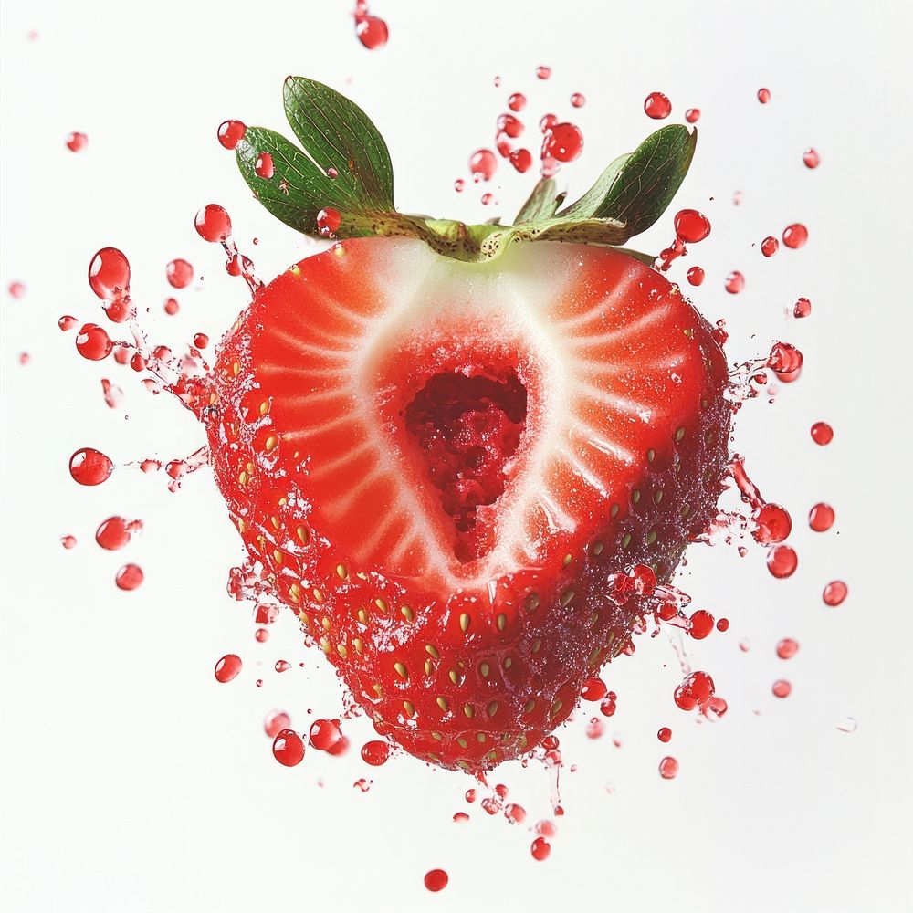 Exploding real half strawberry fruit | Free Photo - rawpixel