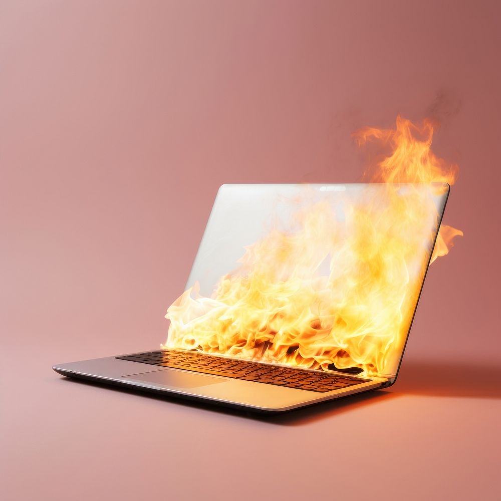Burning laptop flames fire electronics | Free Photo - rawpixel