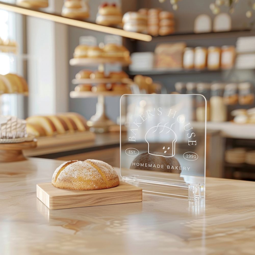 Bakery counter acrylic sign mockup | Premium PSD Mockup - rawpixel