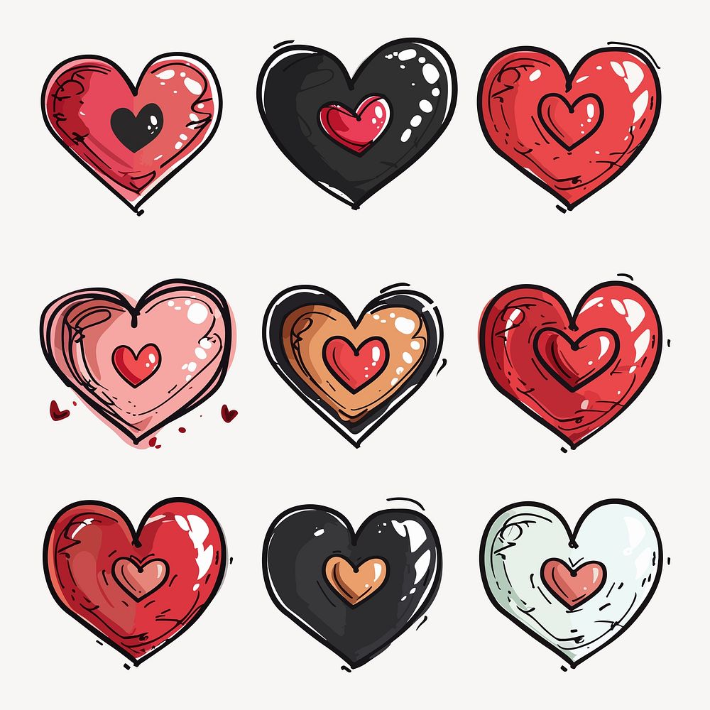 Cute heart set | Free Photo - rawpixel