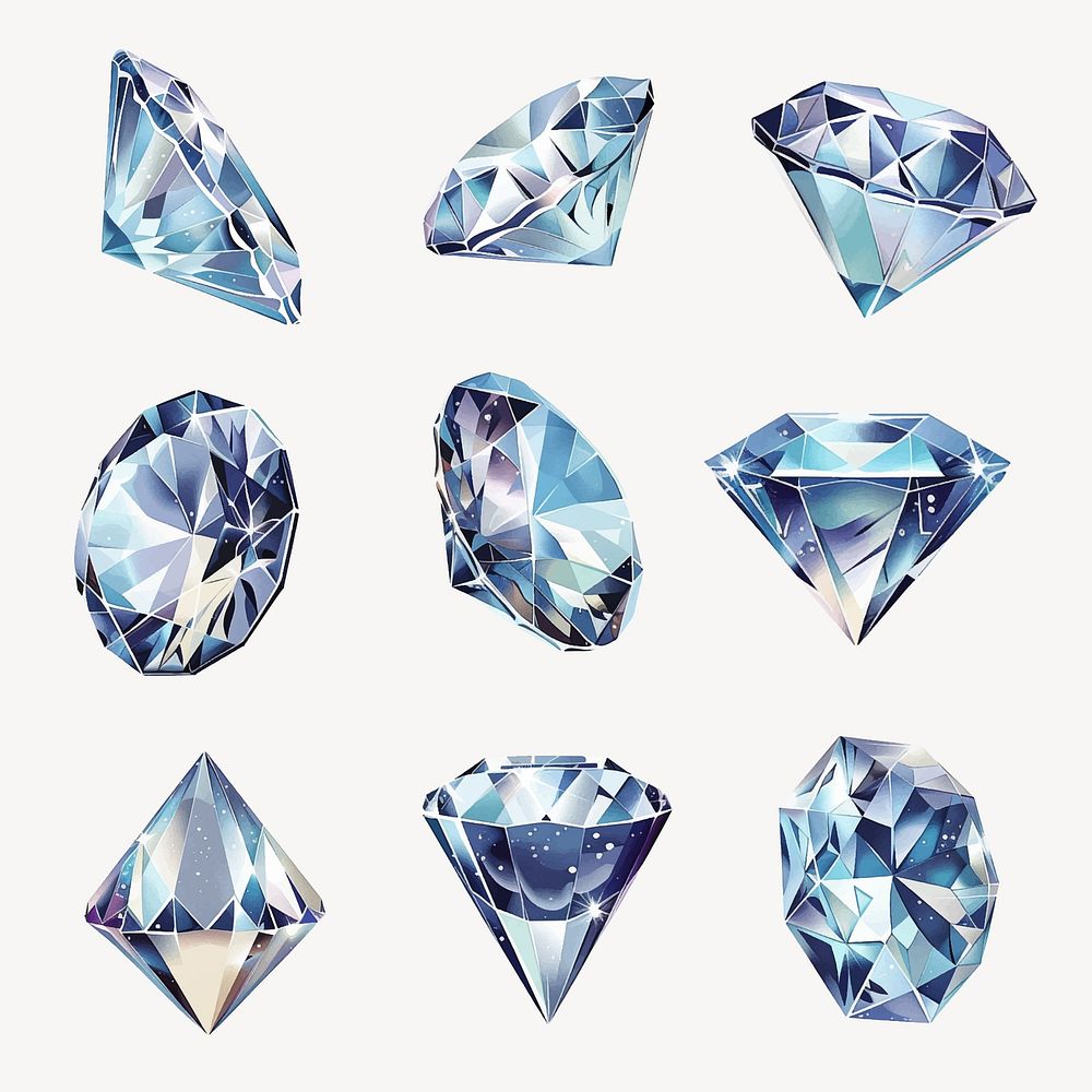 Diamond illustration set | Free Photo - rawpixel