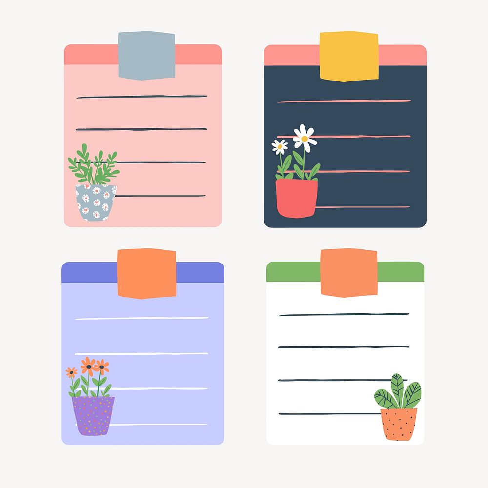 Cute paper notes illustration set | Free Photo - rawpixel