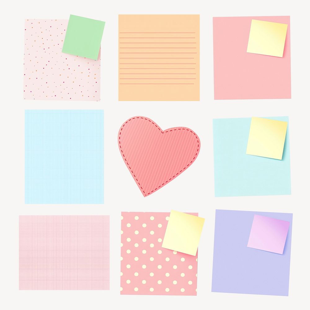 Cute paper notes illustration set | Free Photo - rawpixel