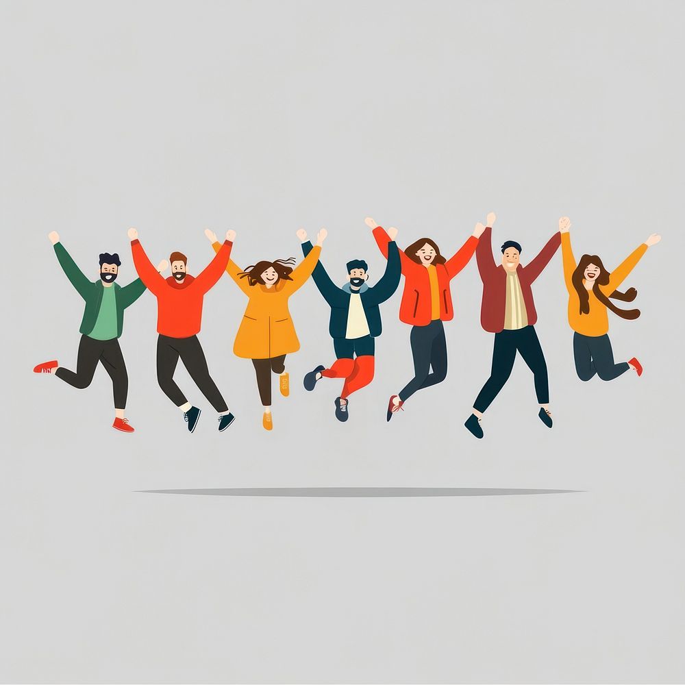 Joyful diverse group jumping illustration | Free Photo Illustration ...