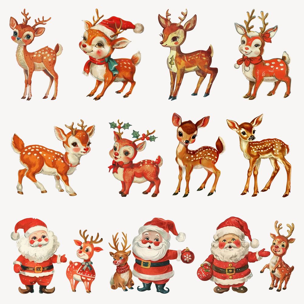 Vintage Christmas reindeer design element | Free Photo - rawpixel