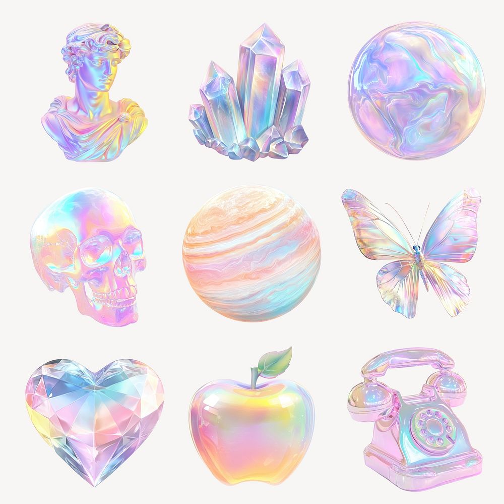 Pastel holography design element set | Free Photo - rawpixel