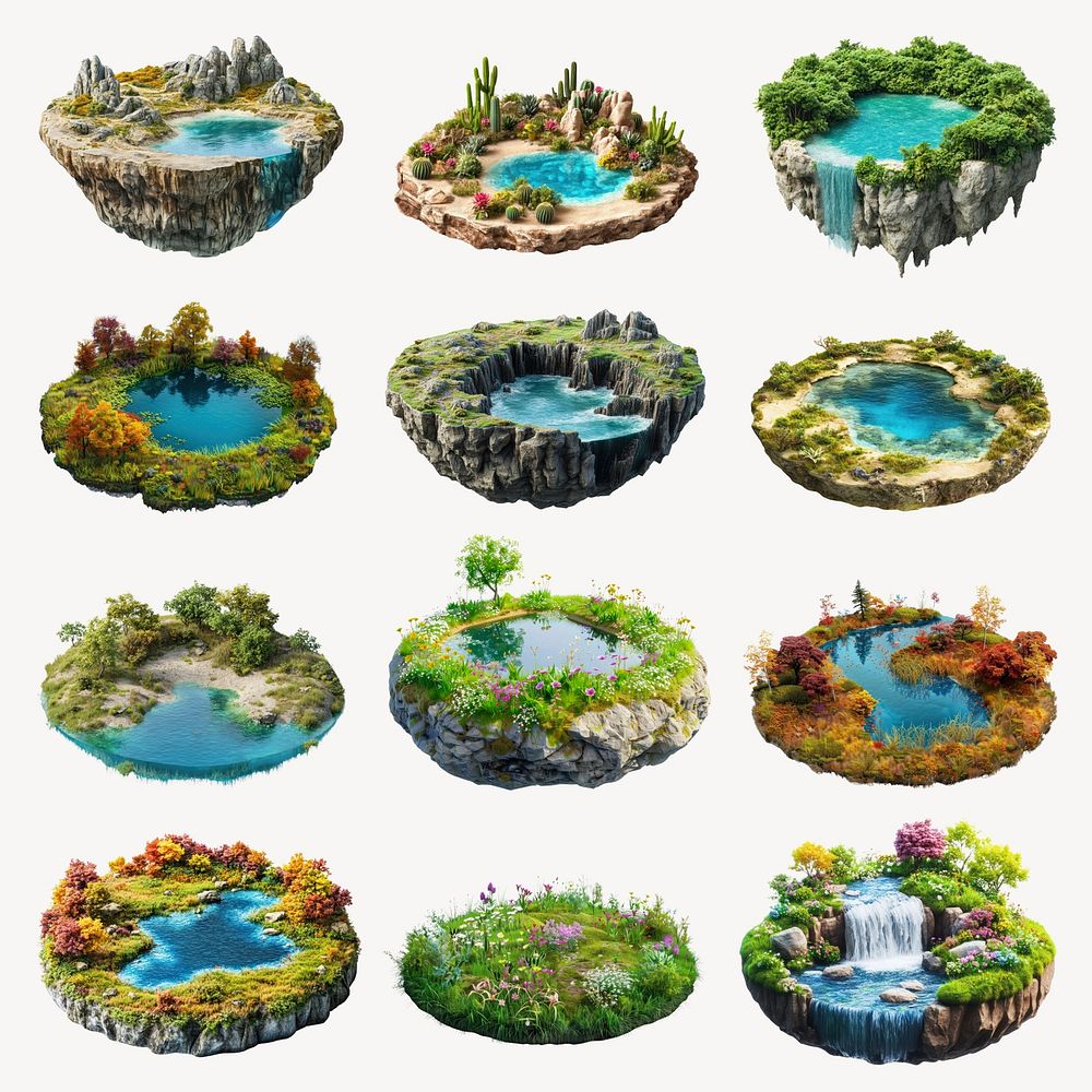 Floating island design element set | Free Photo - rawpixel