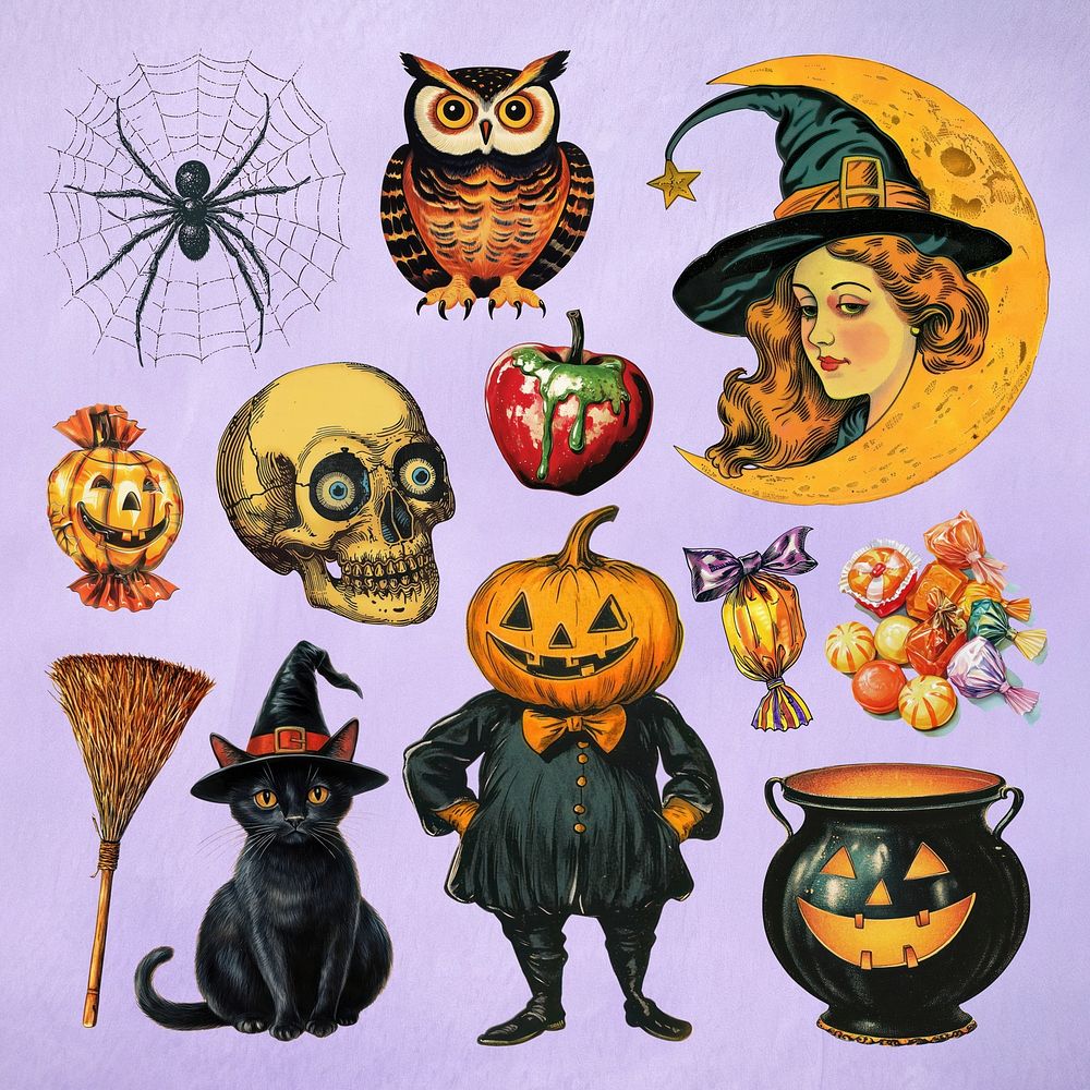 Retro Halloween design element set | Free Photo - rawpixel