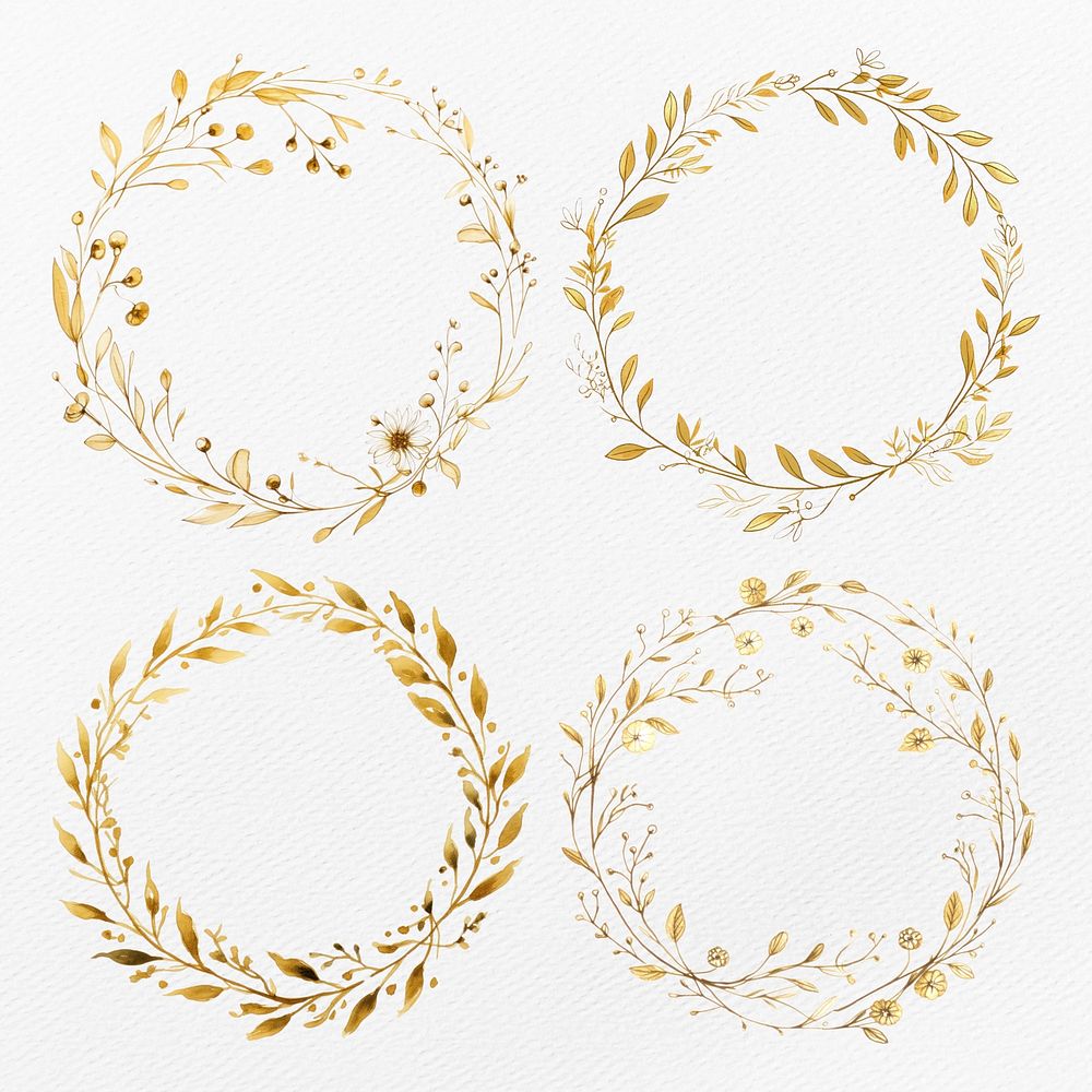 Watercolor gold wreath design element | Free Photo - rawpixel