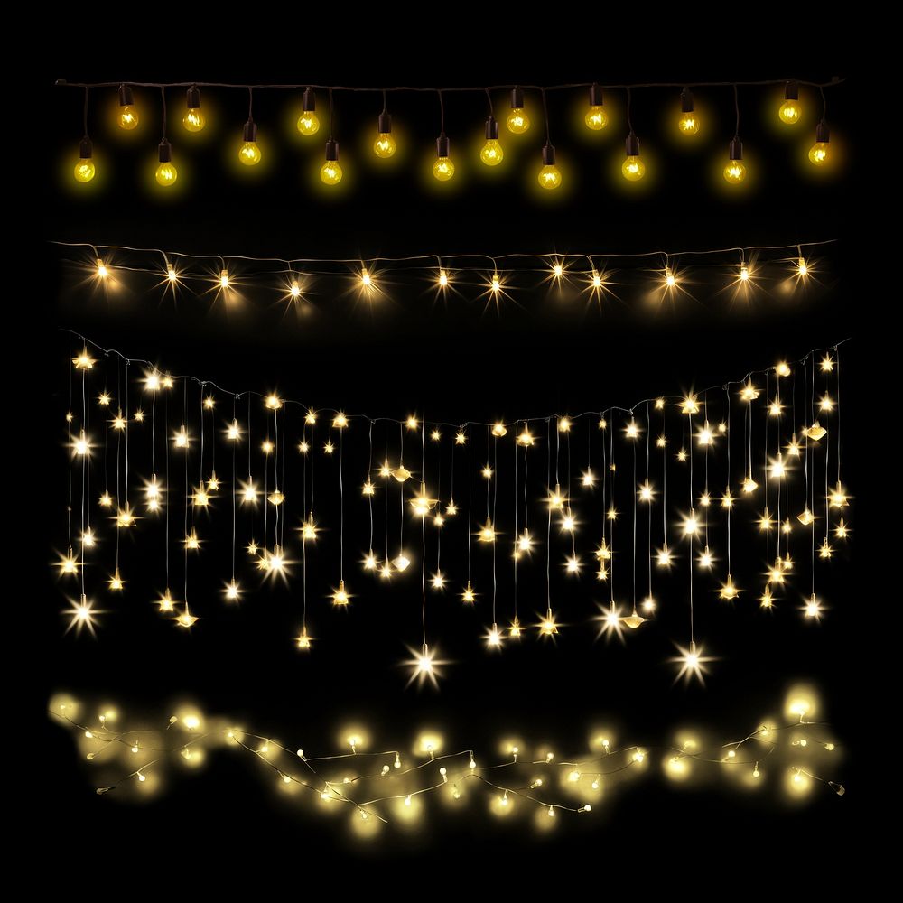 Fairy lights design element set | Free Photo - rawpixel
