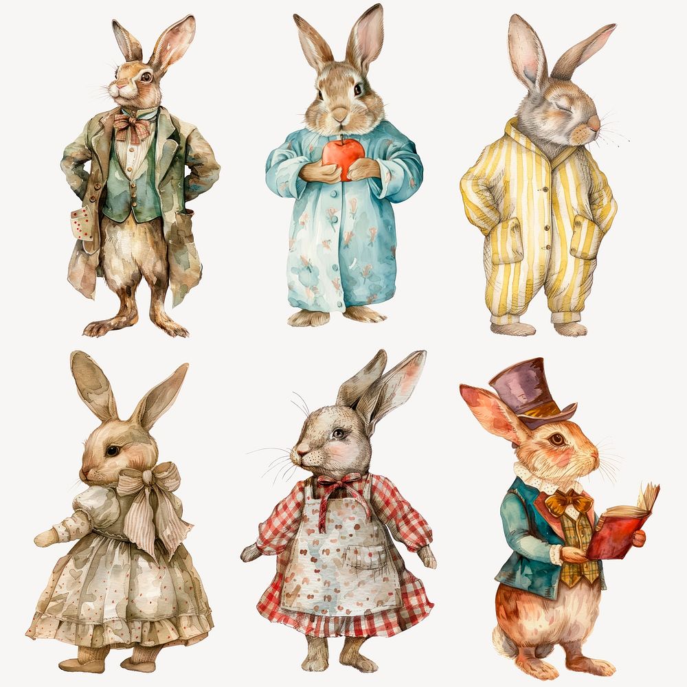 Vintage rabbit character design element | Free PSD - rawpixel