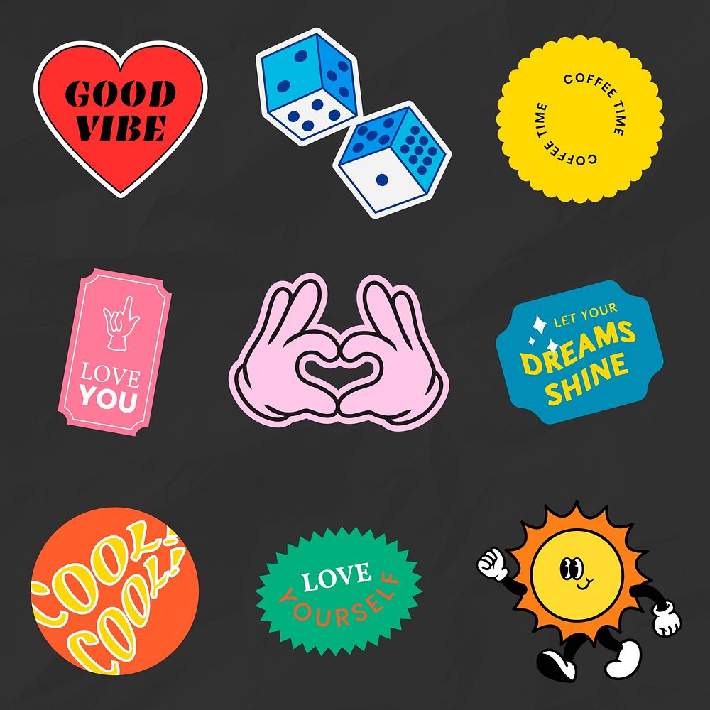 Colorful stickers positive messages design | Premium PSD - rawpixel