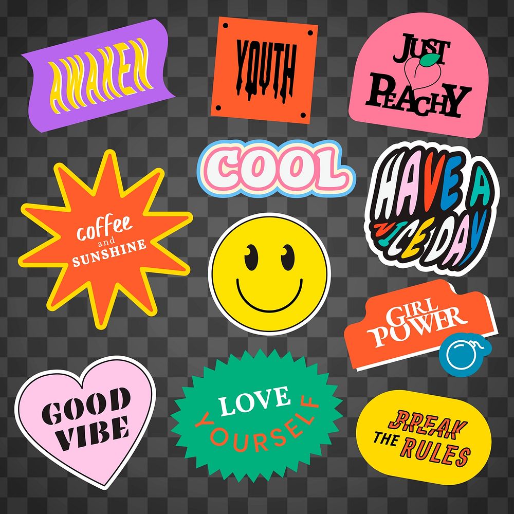 Colorful motivational stickers design element | Premium PSD - rawpixel