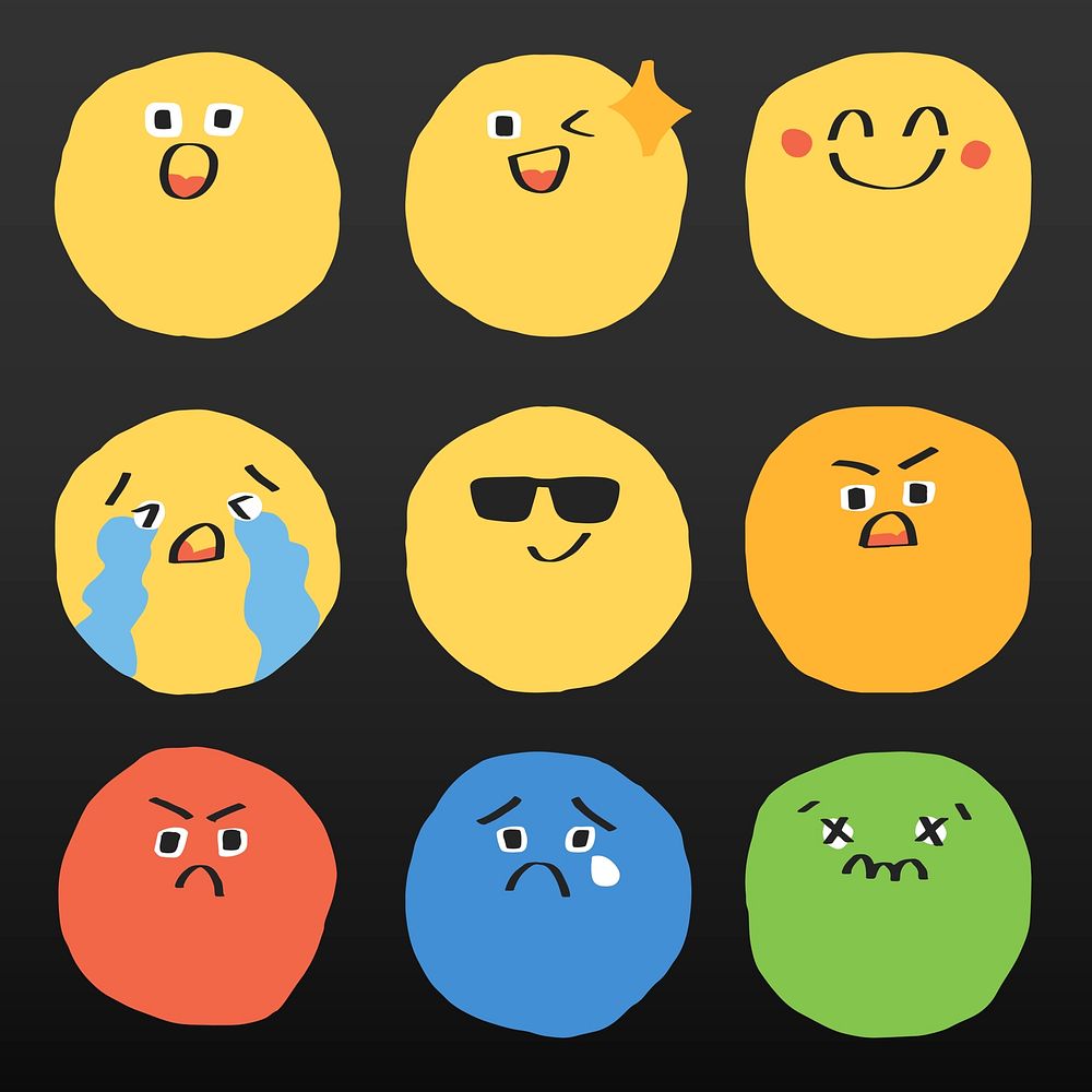 Colorful expressive emoji face emoticons | Premium PSD - rawpixel