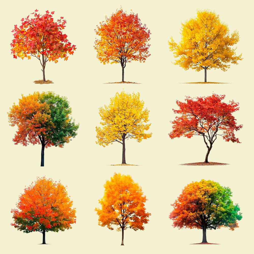 Colorful autumn tree design element | Free PSD - rawpixel