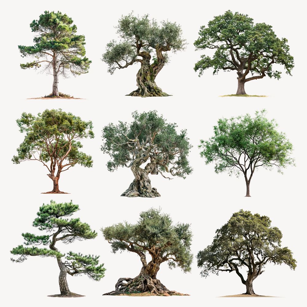 Diverse tree design element set | Free PSD - rawpixel
