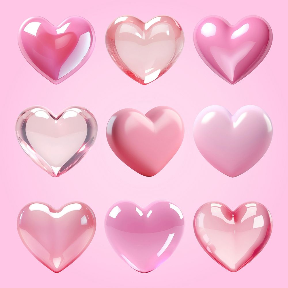 Glossy pink heart icons design | Free PSD - rawpixel