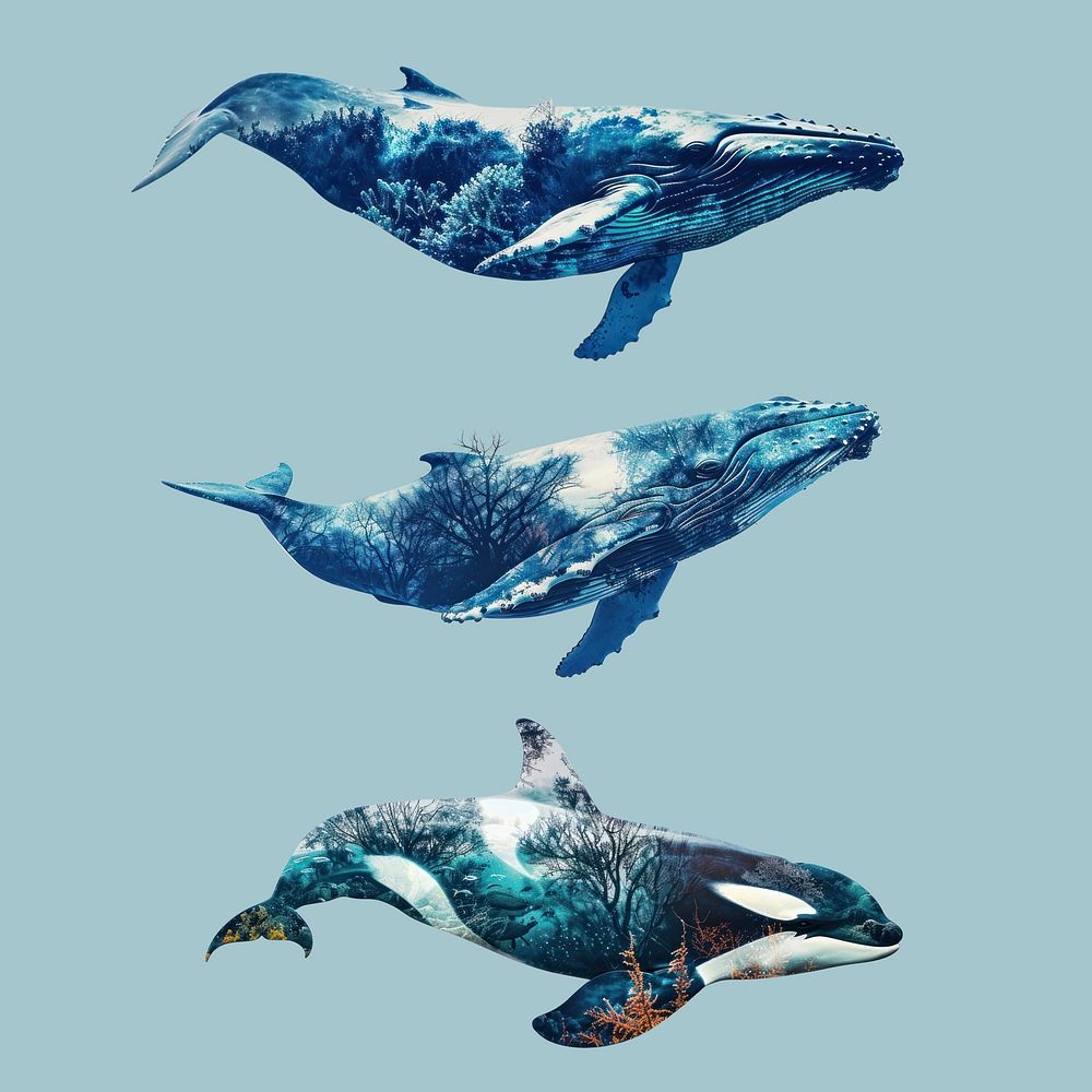 Orca underwater double exposure design | Free Photo - rawpixel