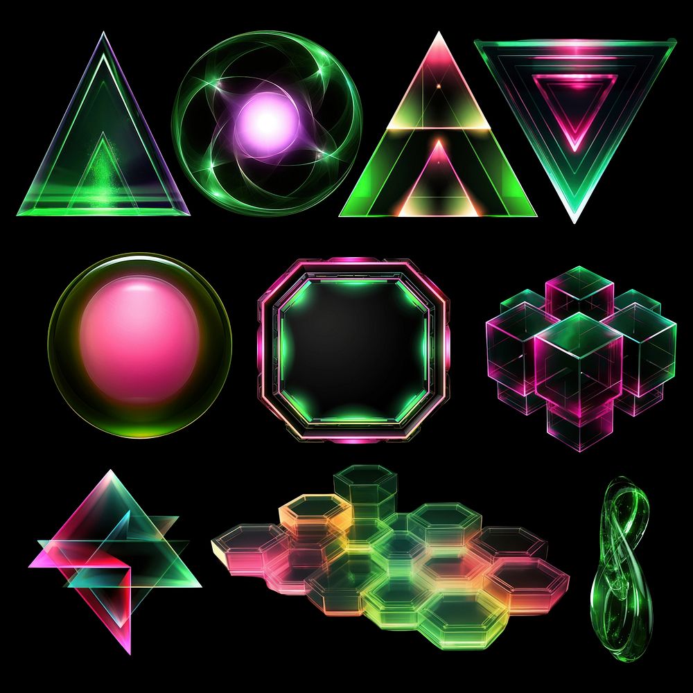 Neon geometric shapes design element | Free PSD - rawpixel