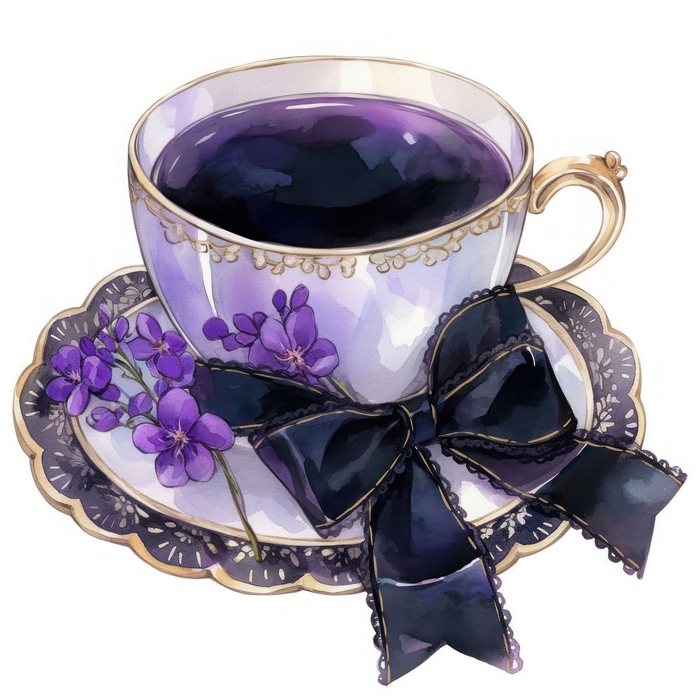 Black coquette tea illustration watercolor | Free Photo Illustration ...