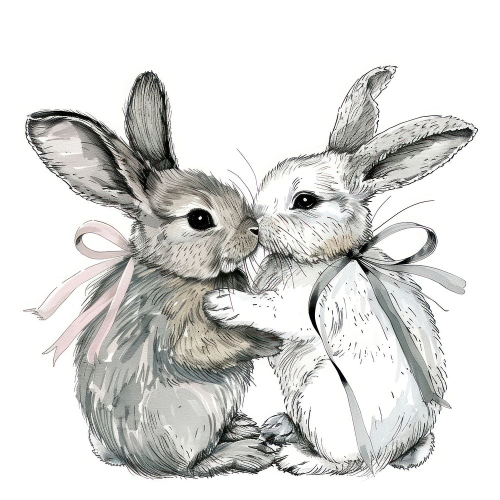 2 rabbits illustration illustrated bunnies. | Free Photo Illustration ...