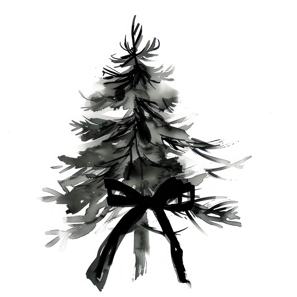 Christmas tree illustration black white. | Free Photo Illustration ...