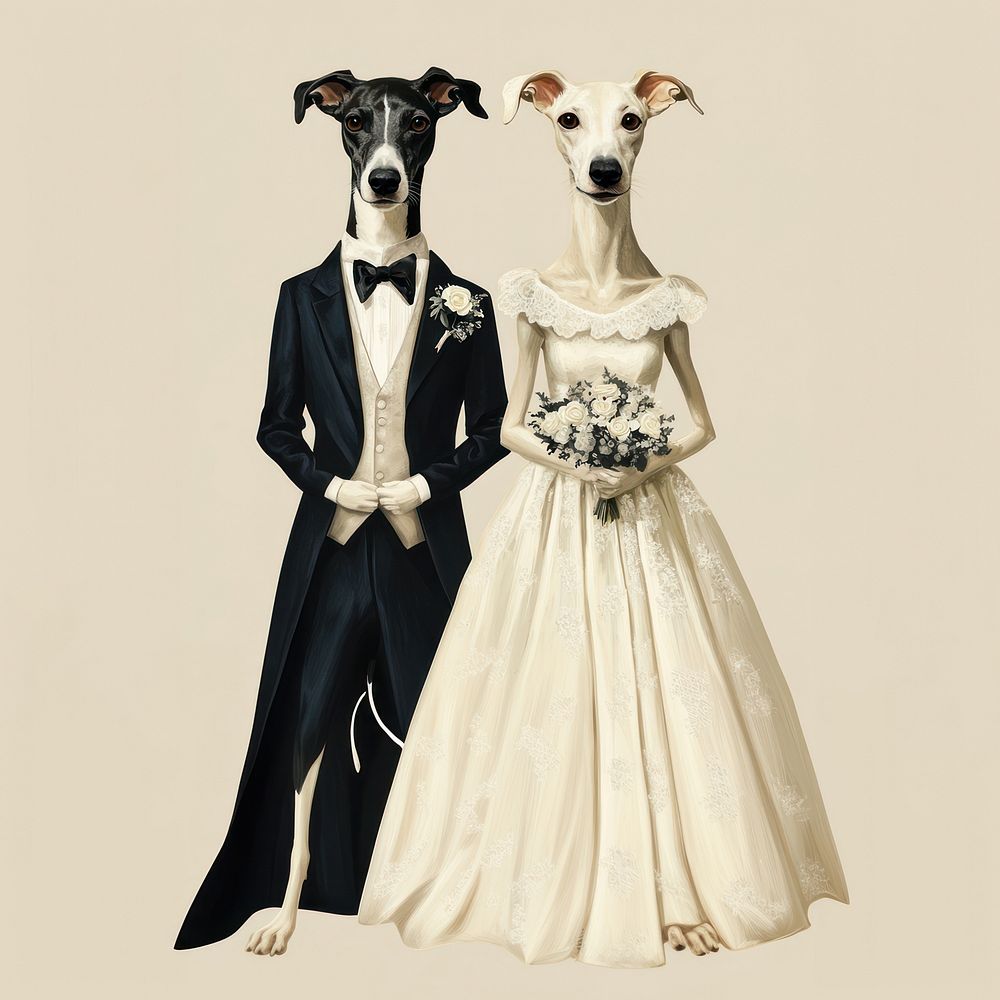 Greyhound dog costumes wearing bride | Free Photo Illustration - rawpixel