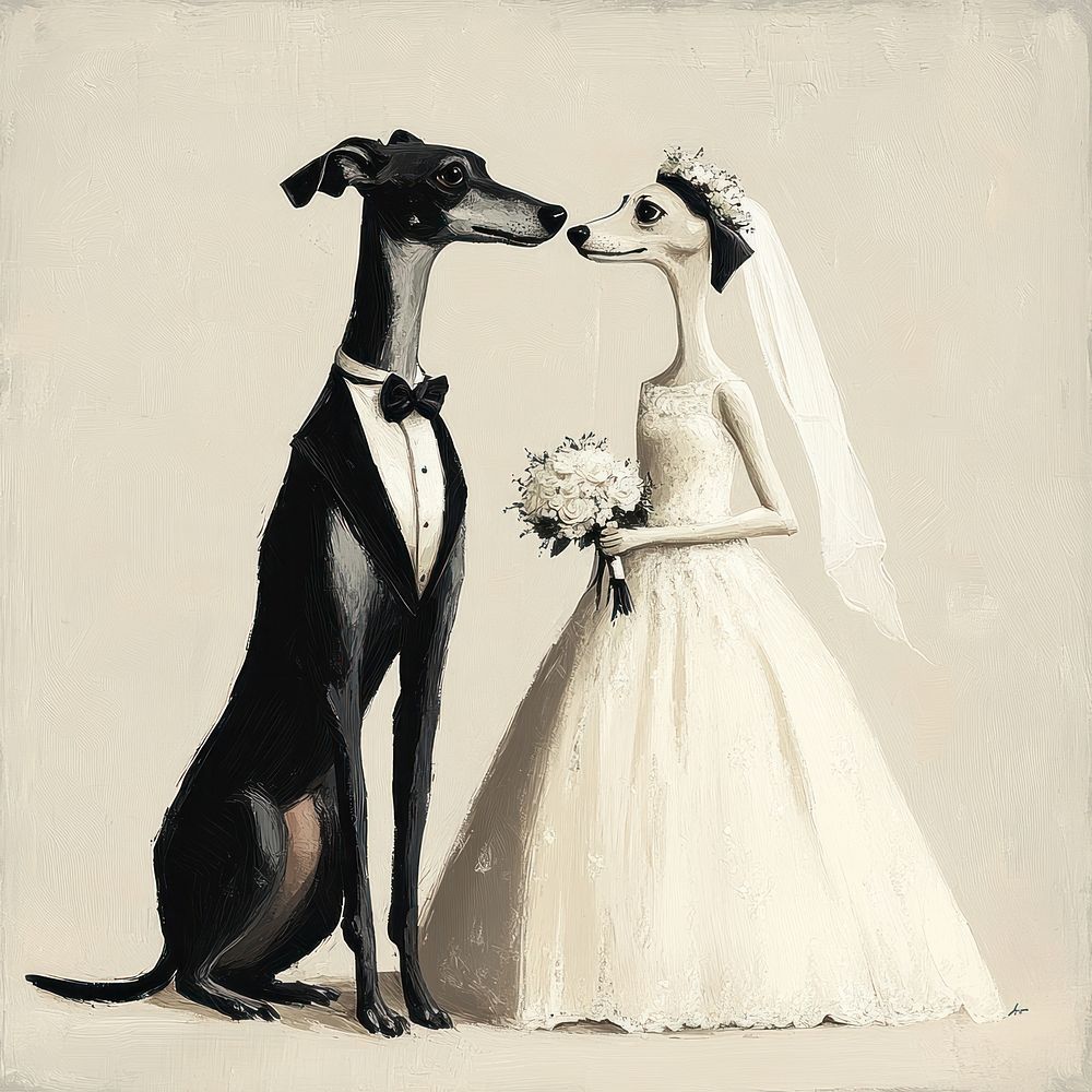 Greyhound dog costumes wearing bride | Free Photo Illustration - rawpixel