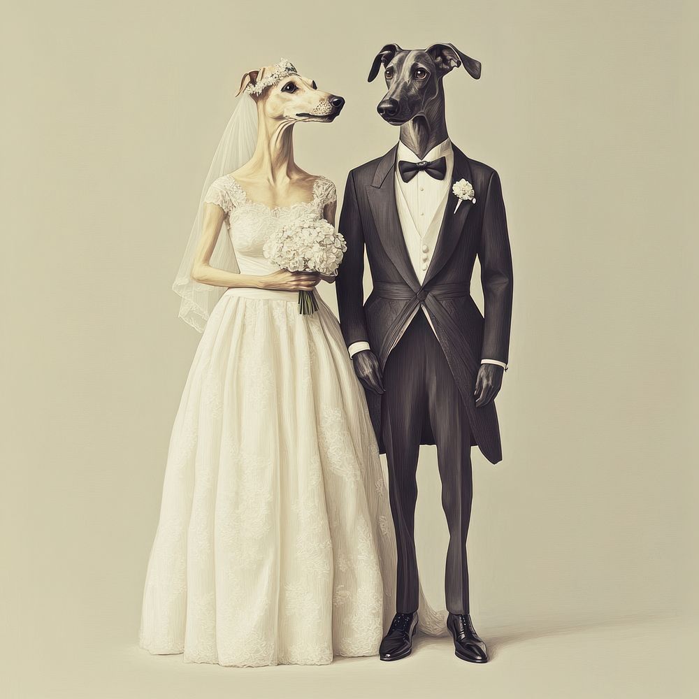 Greyhound dog costumes wearing bride | Free Photo Illustration - rawpixel