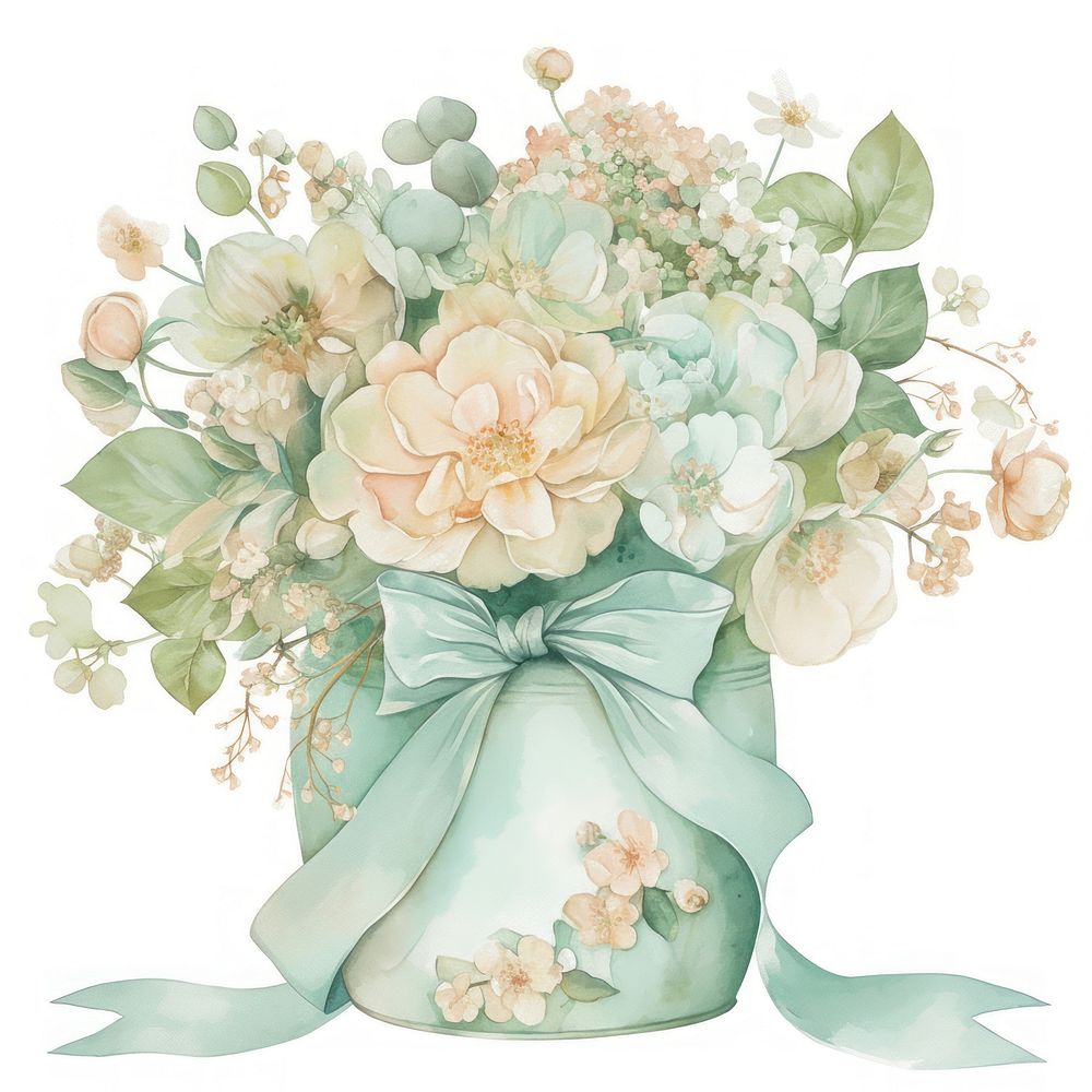 Flower vase art graphics painting. | Free Photo Illustration - rawpixel