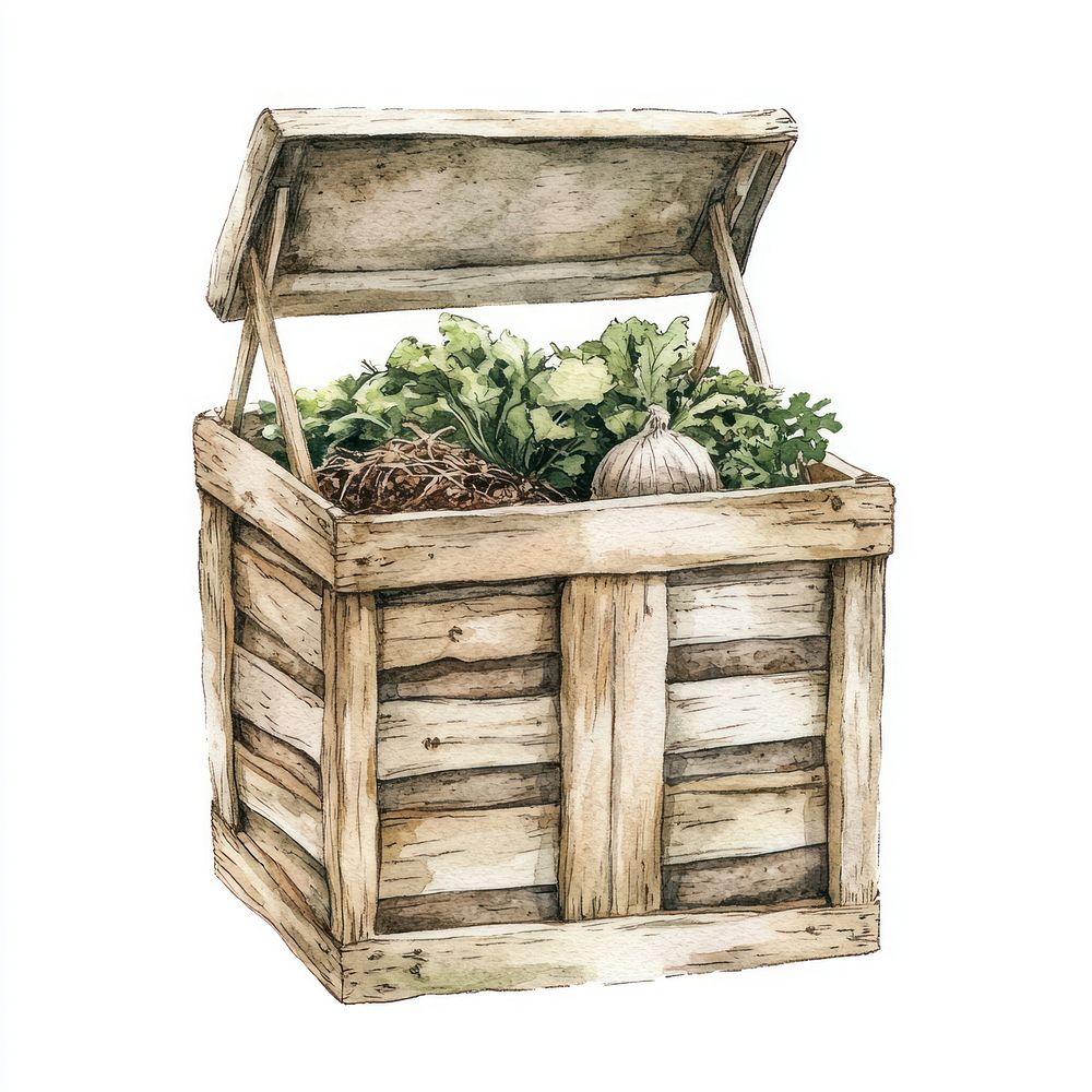 Compost Bins garden plant crate. | Free Photo Illustration - rawpixel