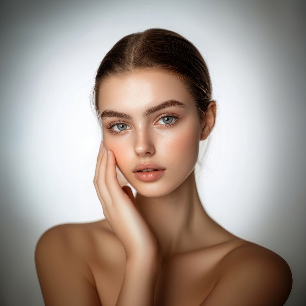 woman gently touch one side | Free Photo - rawpixel